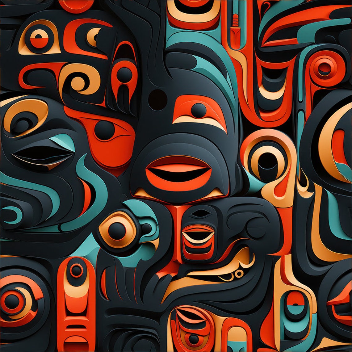 Tlingit/haida Formline Digital Paper, Northwest Coast Art, Scrapbook ...