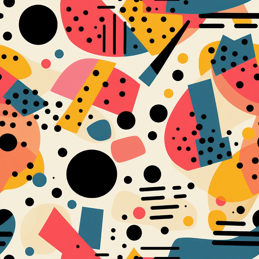 90's Pop Art Digital Paper, Abstract Patterns, Modern Design, Scrapbook ...