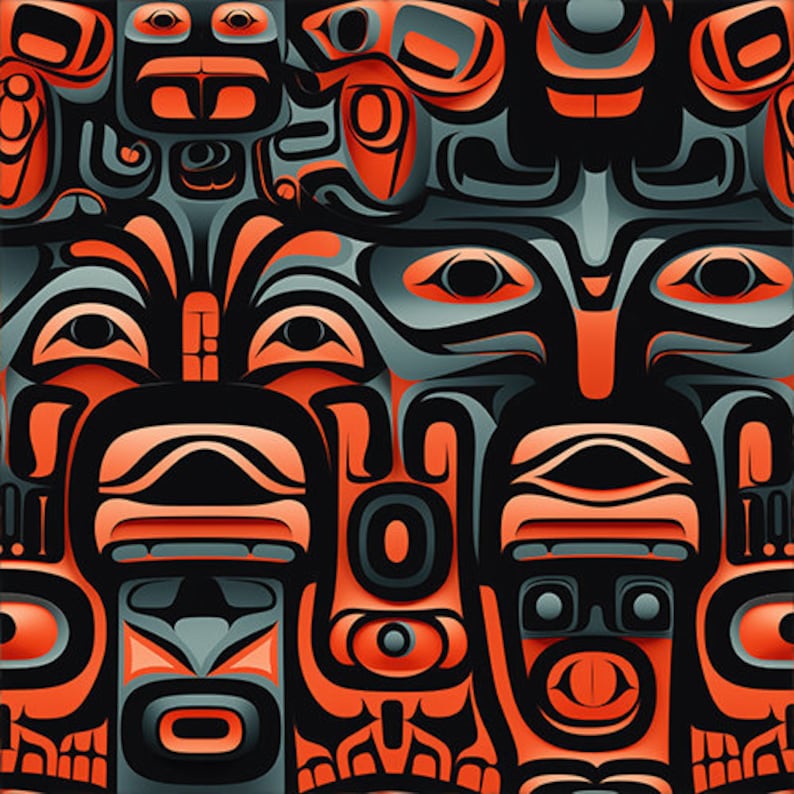 Tlingit/haida Formline Digital Paper, Northwest Coast Art, Scrapbook ...