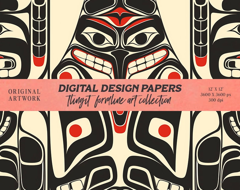 Tlingit/haida Formline Digital Paper, Northwest Coast Art, Scrapbook ...
