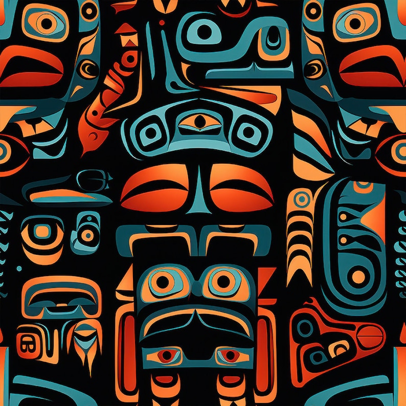 Tlingit/haida Formline Digital Paper, Northwest Coast Art, Scrapbook ...