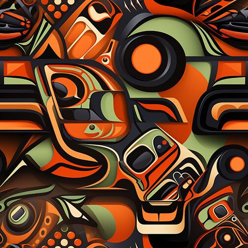 Tlingit/haida Formline Digital Paper, Northwest Coast Art, Scrapbook ...