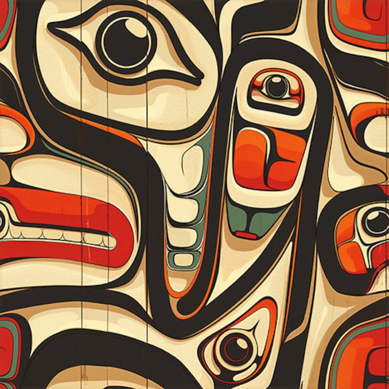Tlingit/haida Formline Digital Paper, Northwest Coast Art, Scrapbook ...