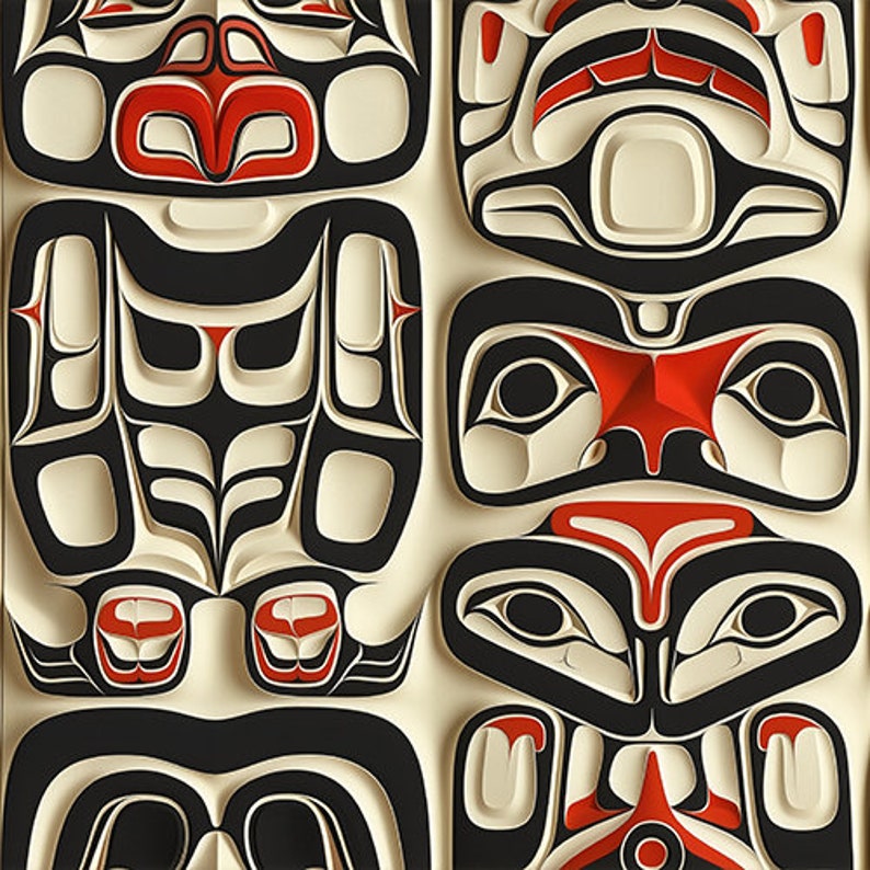 Tlingit/haida Formline Digital Paper, Northwest Coast Art, Scrapbook ...
