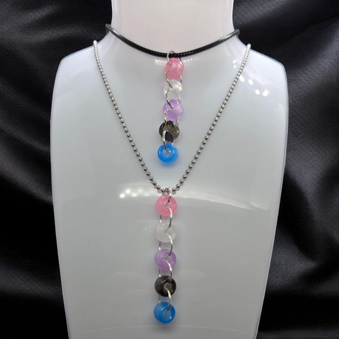 Translucent Genderfluid Pride Flag Pony Bead Necklace Pendant | Jewelry ...