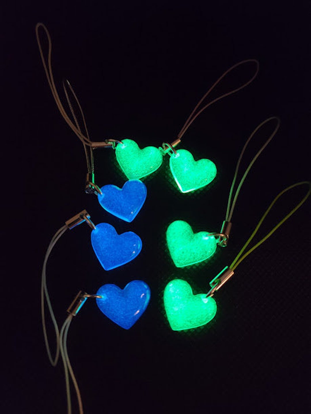 Phone Charms - Glow-in-the-dark Hearts - Etsy