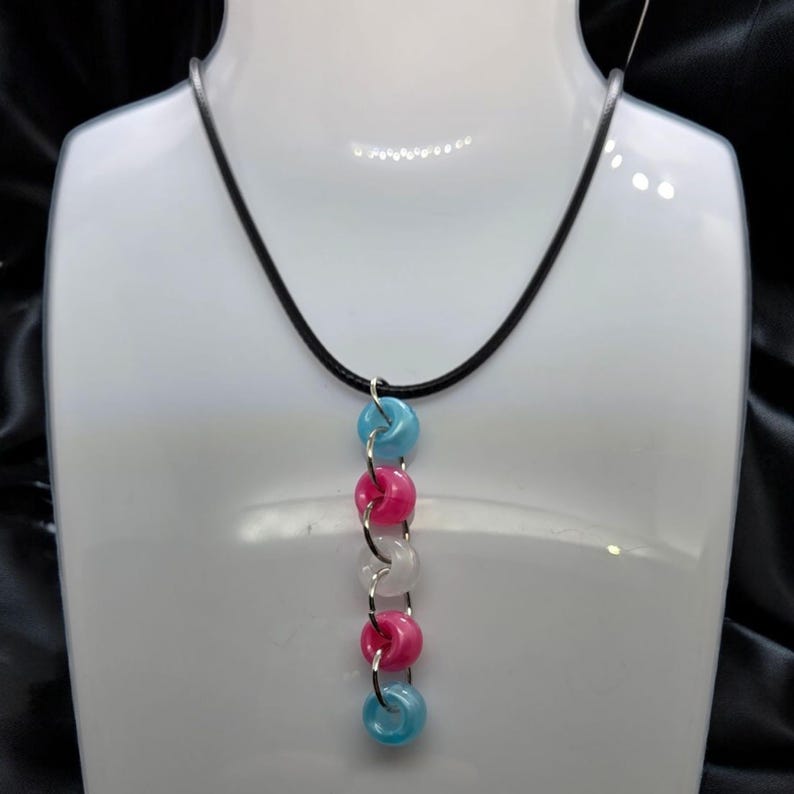 Pearl Transgender Pride Flag Pony Bead Necklace | Pendant | Jewelry ...