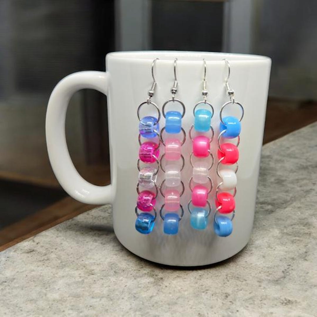 Transgender Pride Flag Pony Bead Earrings | Dangle | Jewelry | Gender ...