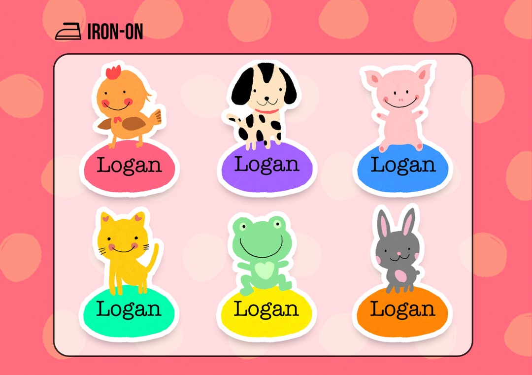 Iron on Labels, Cute Farm Animal Labels, Fabric Labels, Clothing Labels ...