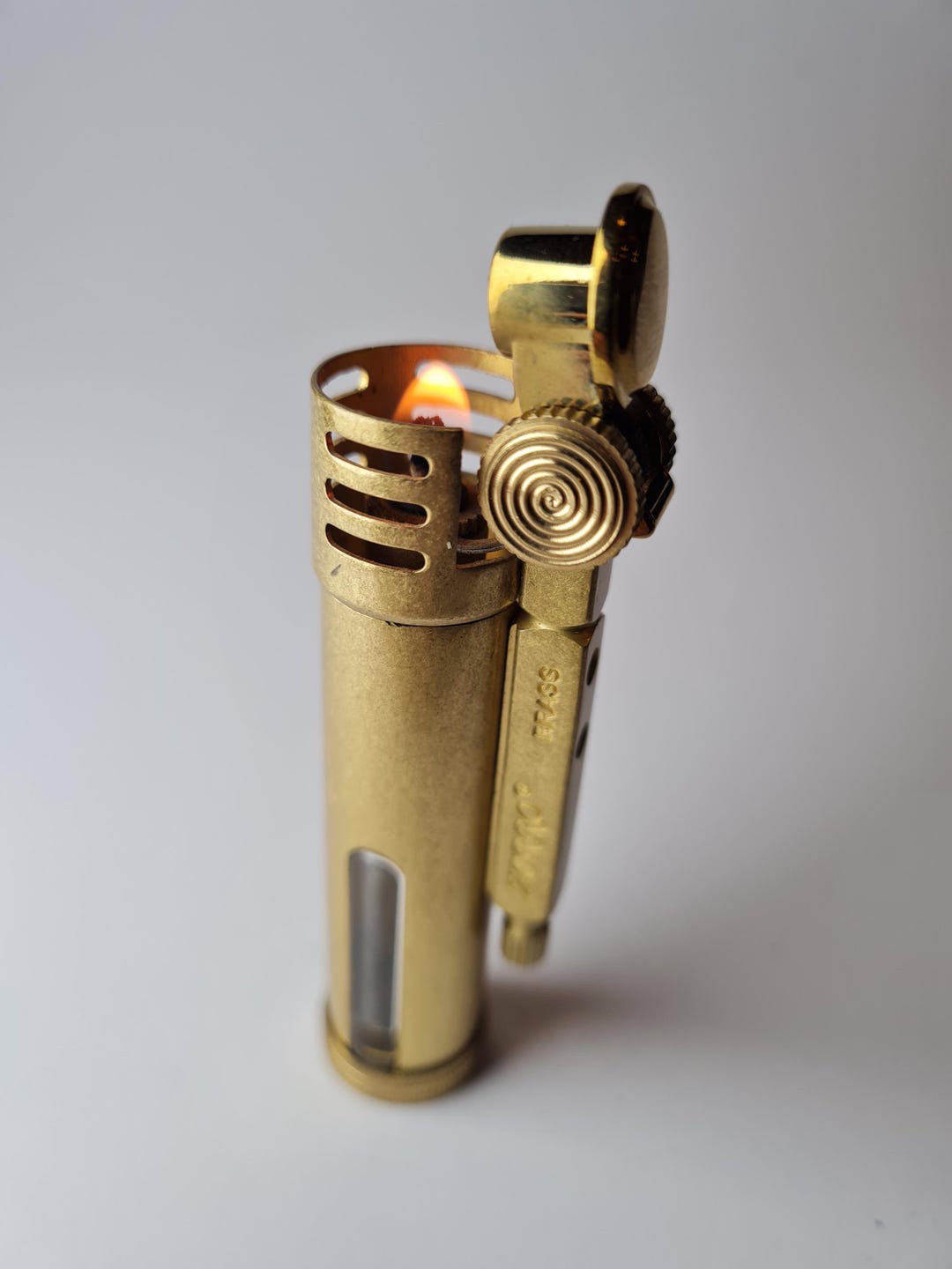 Gold Vintage Trench Lighter - Collector's Flip-top Design With Fluid ...