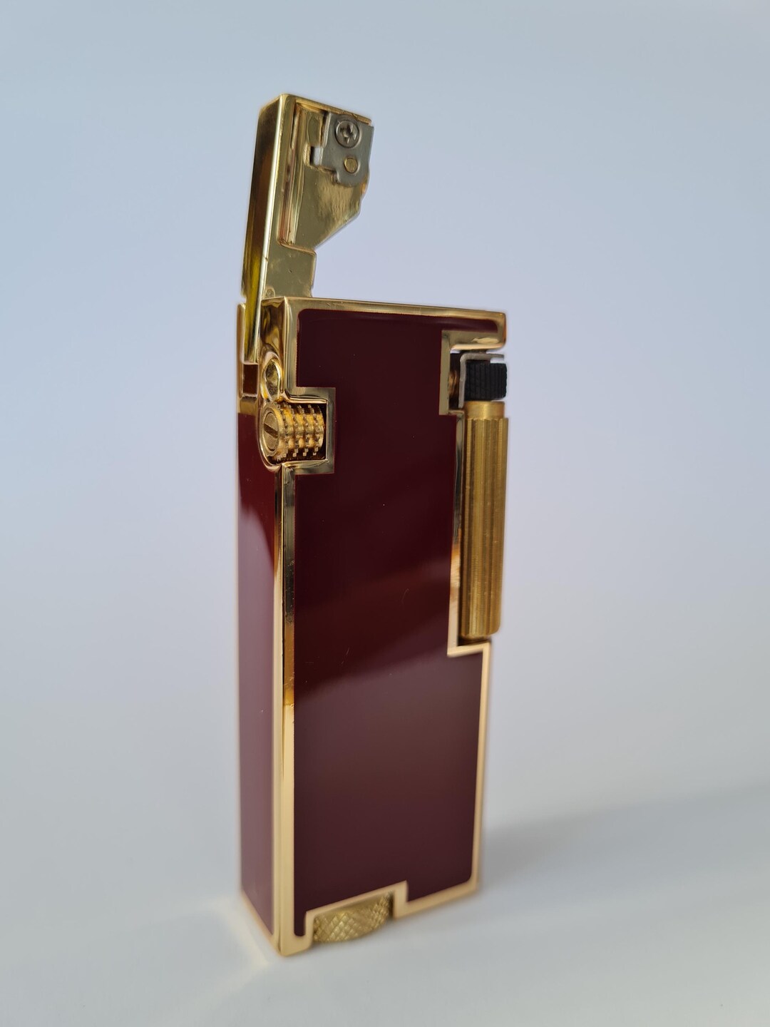 Elegant Dark Red Rollagas Lighter Flip Top With Rolling Flint : A ...