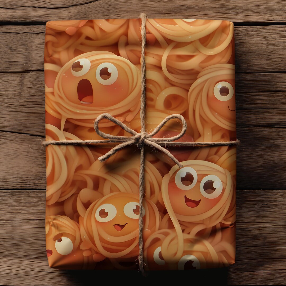Funny Spaghetti Meatballs Wrapping Paper, Pasta Patterns, Italian Gifts ...