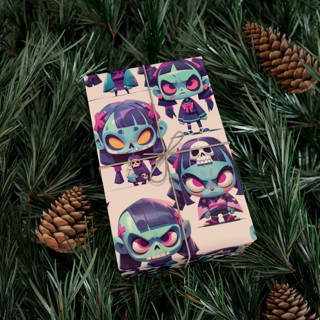 Kawaii Zombie Rocker Wrapping Paper, for Punk Princess Parties, Quirky ...