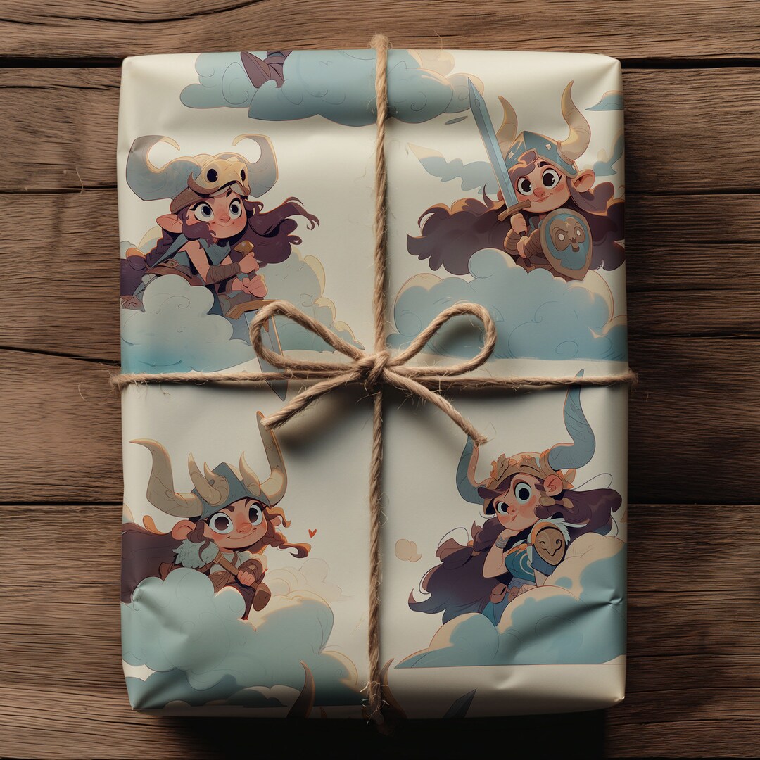 Adventure Valkyrie Wrapping Paper - Cute Fantasy Heroine With Sword ...