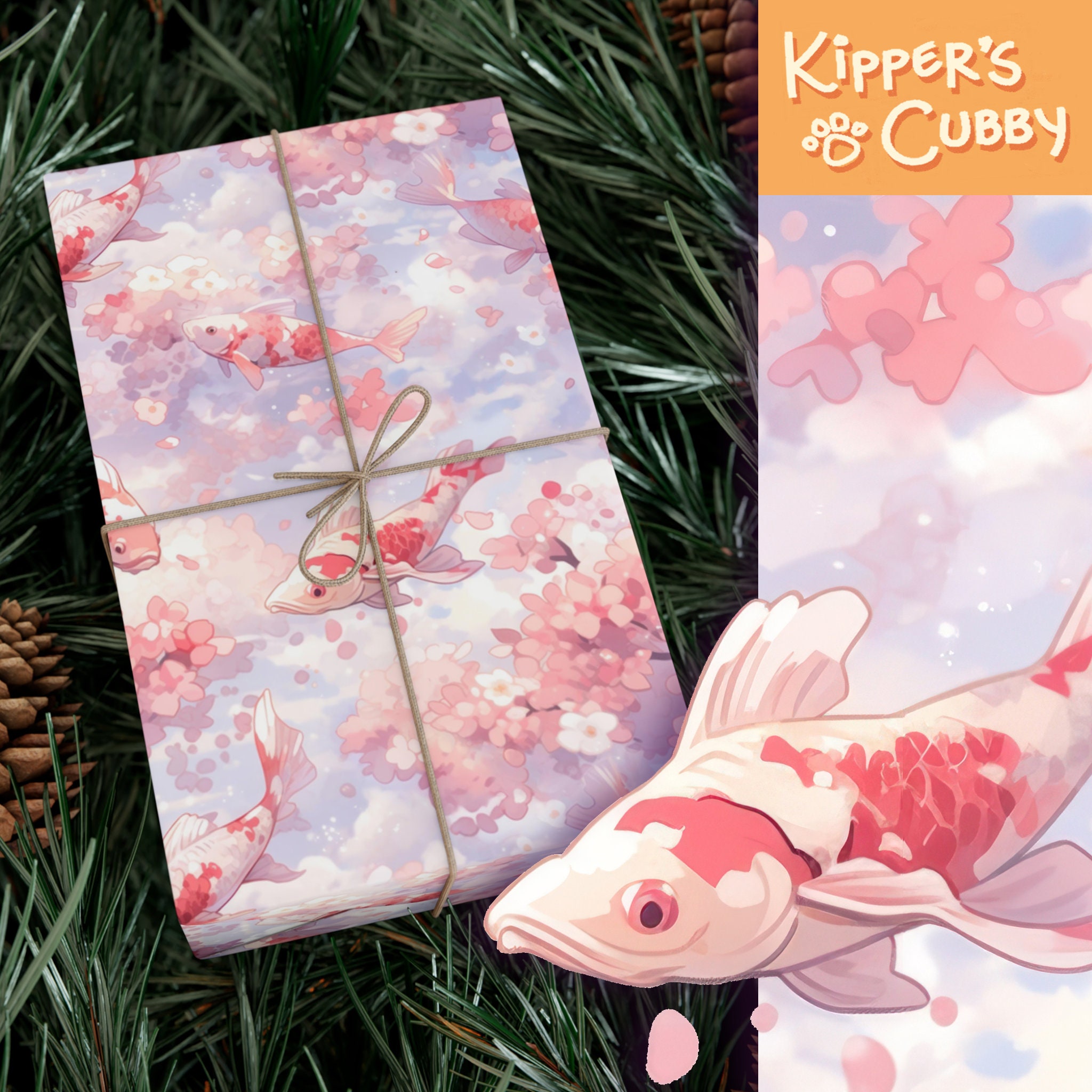 Cute Cherry Blossom Koi Fish Gift Wrap Paper Pink Japanese - Etsy