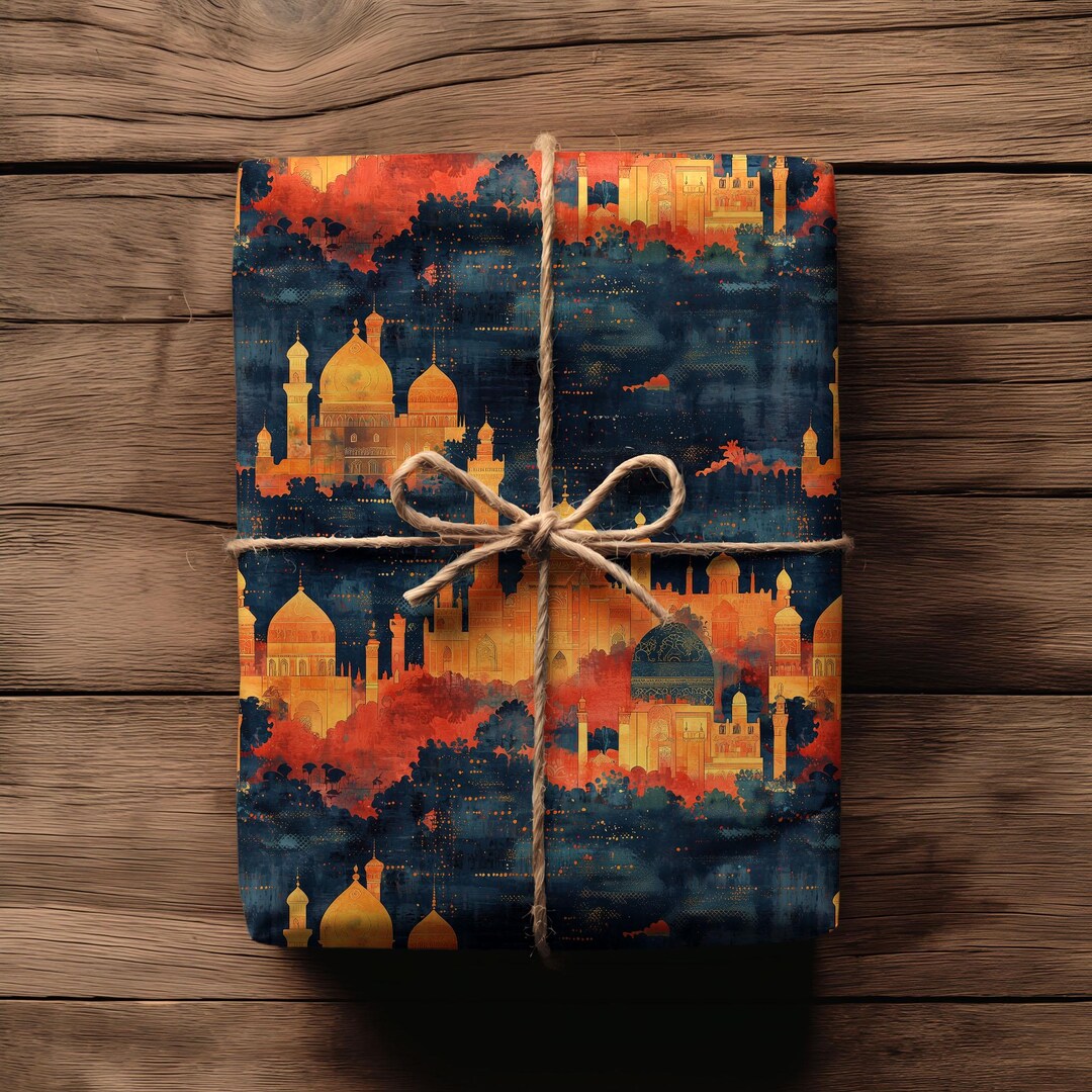Arabian Nights Gift Wrap Exotic Travel Wrapping Paper Mystical Skyline ...