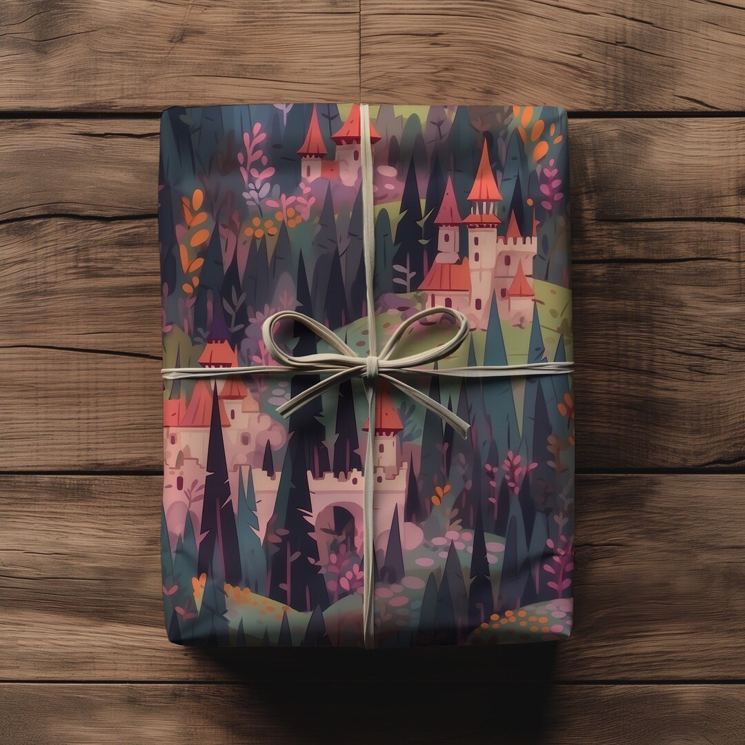 Enchanted Forest Castle Wrapping Paper Fairy Tale Woodland Escape ...