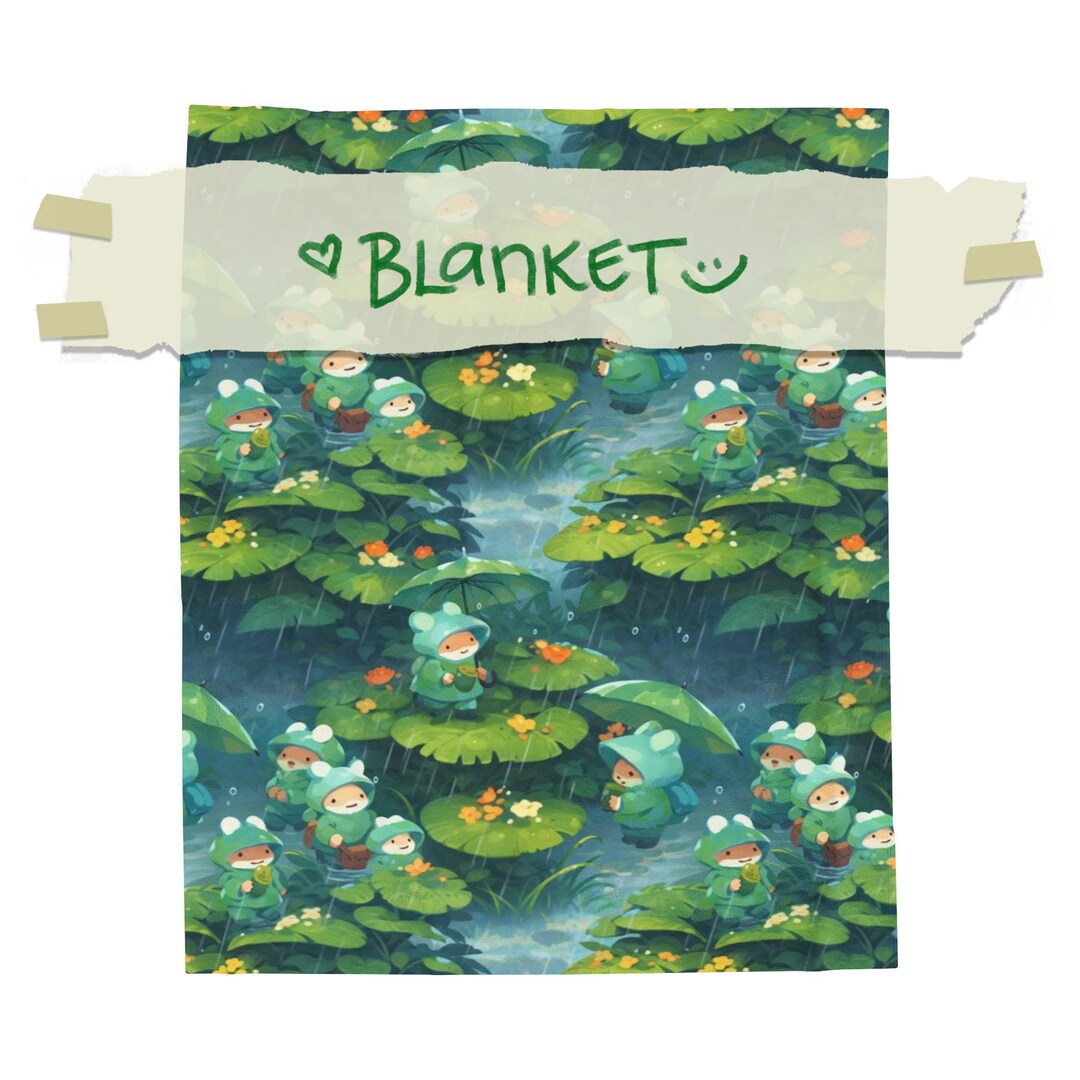 Cute Hamster Blanket Adorable Warm Green Plants Blanket With Frogs Soft ...