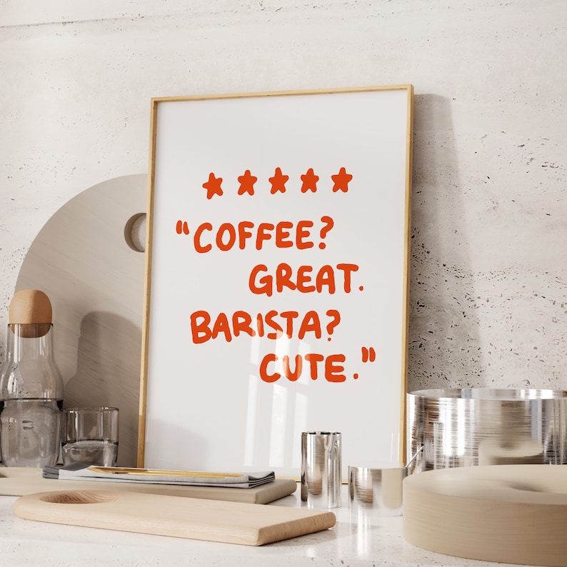 Cute Barista Print, Coffee Bar Art, Retro Wall Art, Coffee Print ...
