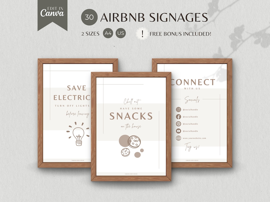 Airbnb Sign Bundle, Airbnb Welcome Signs, VRBO Signage, STR Host, House ...