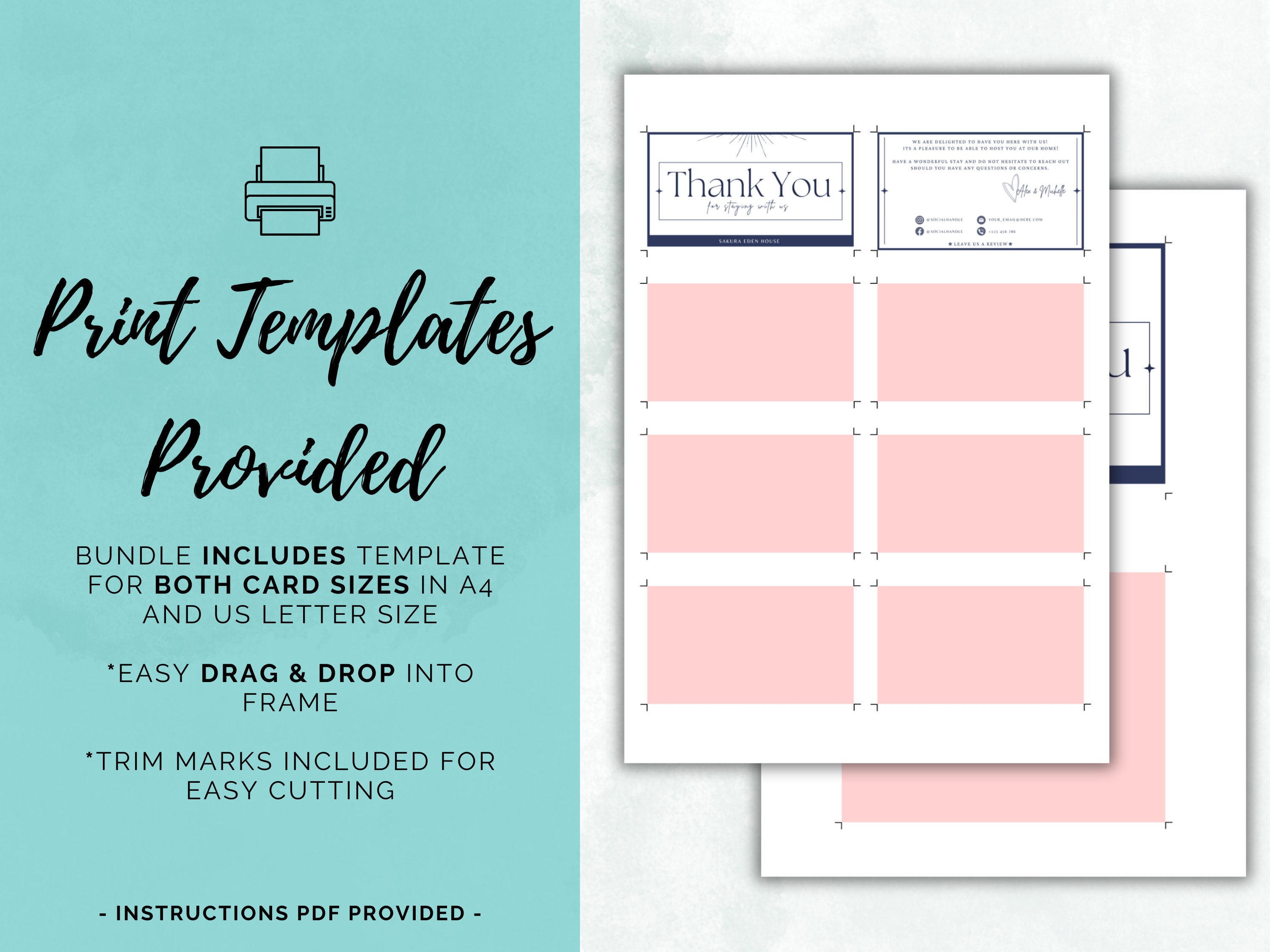 Airbnb Thank You Card Editable Note Card Airbnb Guest Rating - Etsy