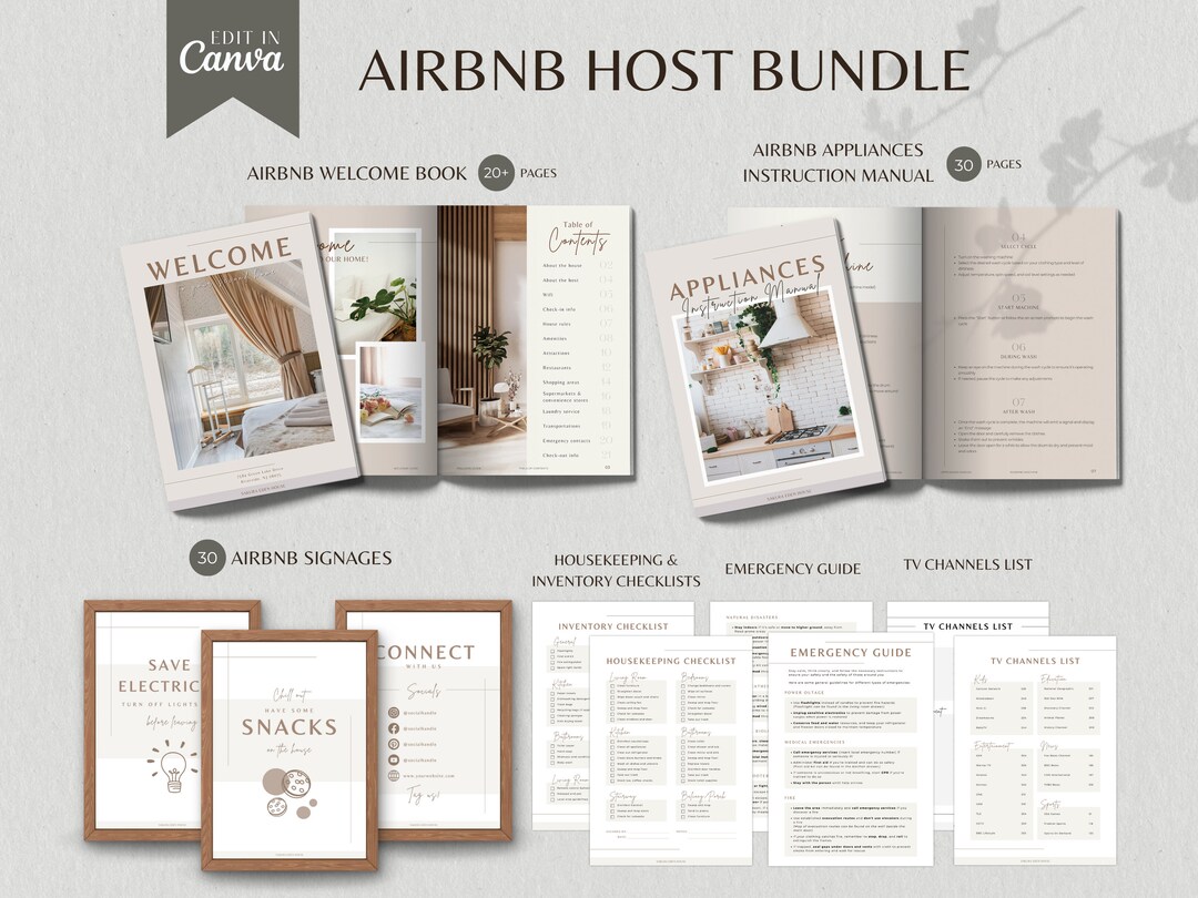 Airbnb Host Bundle, Welcome Book, Vacation Rental Handbook, VRBO, STR ...