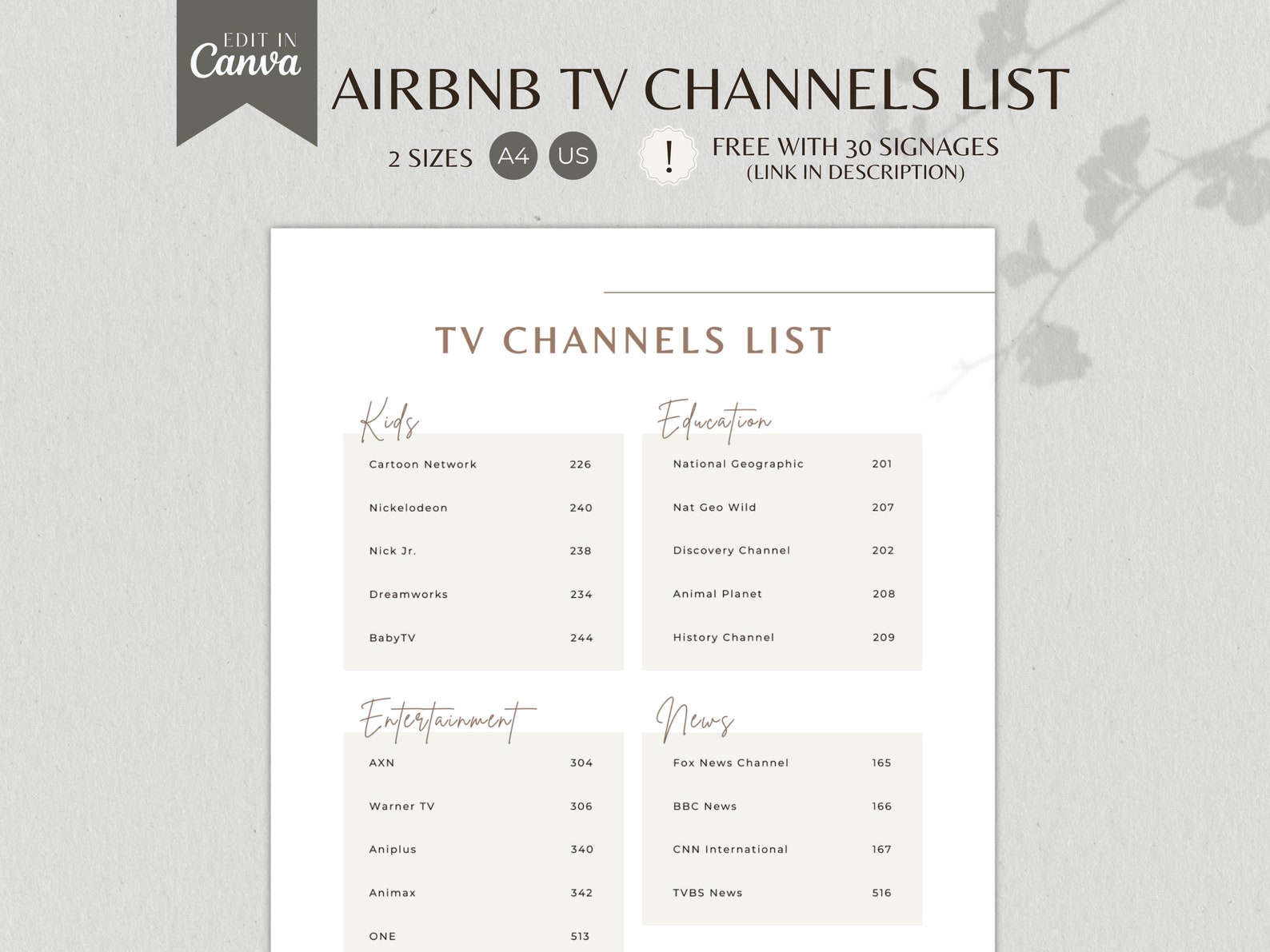 Airbnb TV Channels List, Cable TV Movie Show Tracker, Program ...