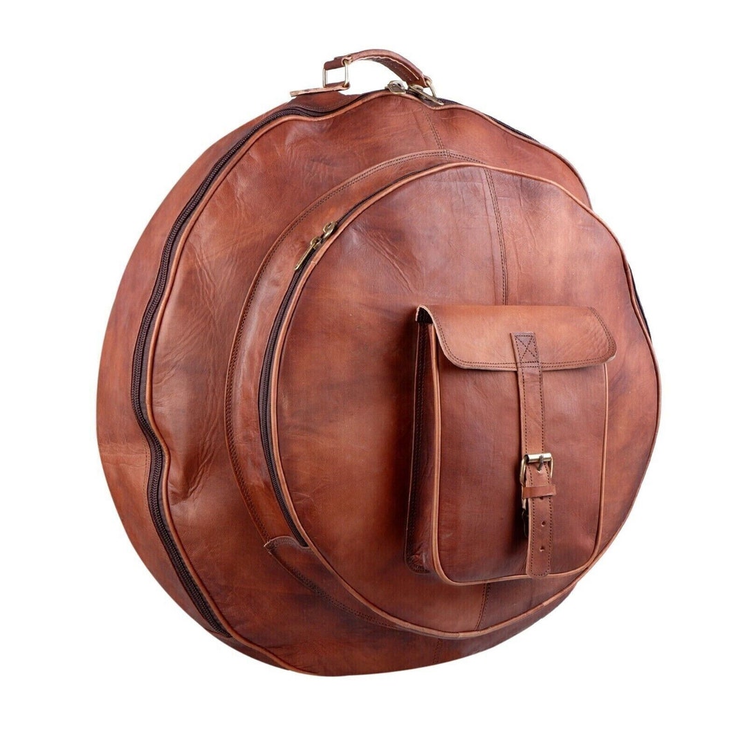 Leather Cymbal Bag Leather Backpack Cymbal Carrying Case Rucksack Bag ...