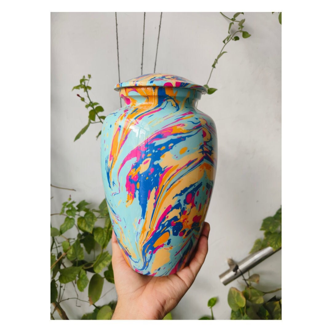 Colorful Life Tie Dye Adult Urn, Modern Unique Aluminum Urns for Human ...