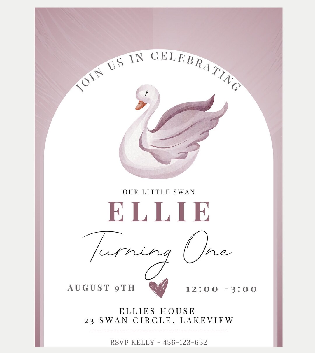 Custom Swan Theme Digital Invitation Swan Lake Celebration - Etsy