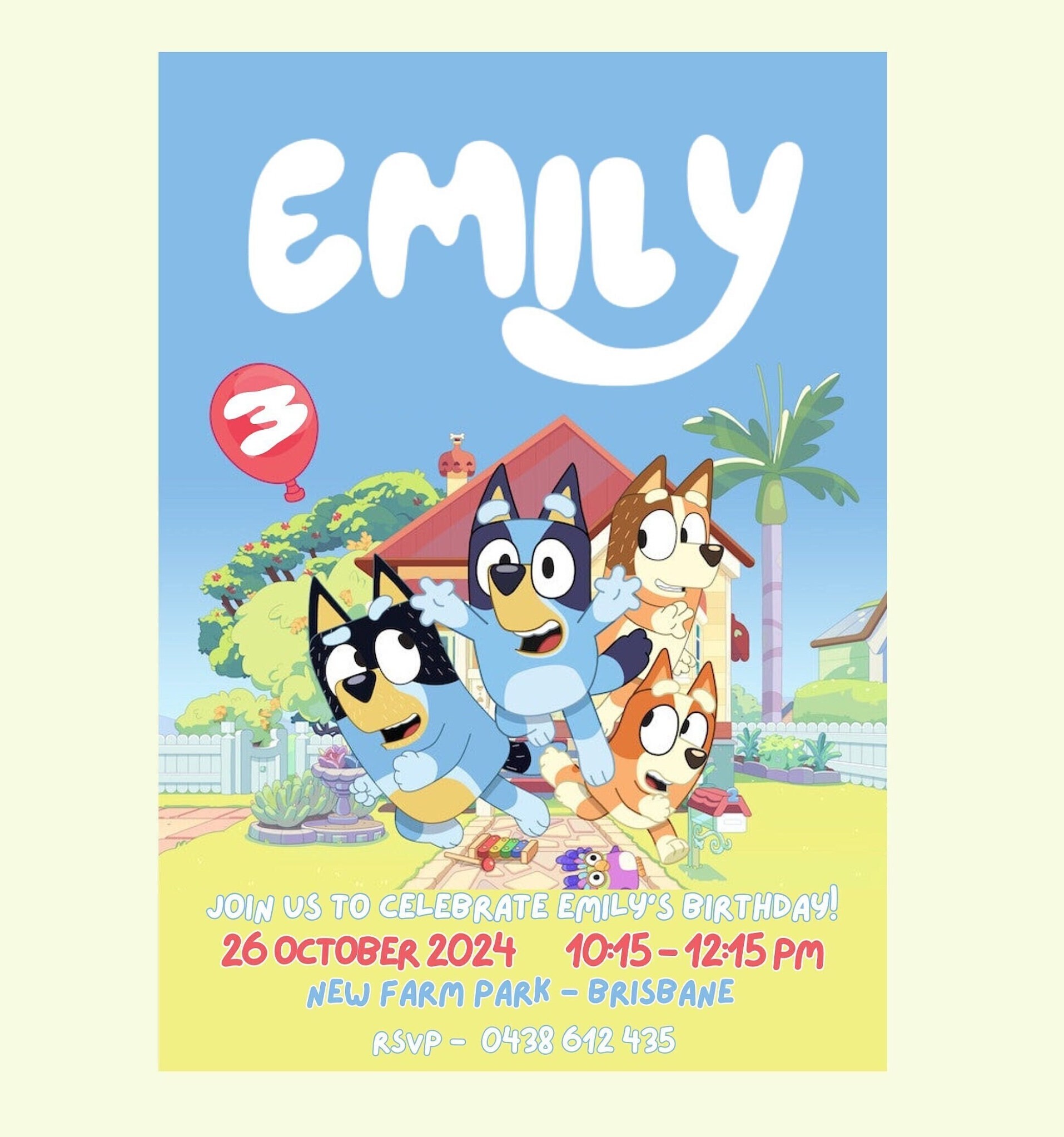 Custom Bluey Themed Digital Party Invitation - Etsy
