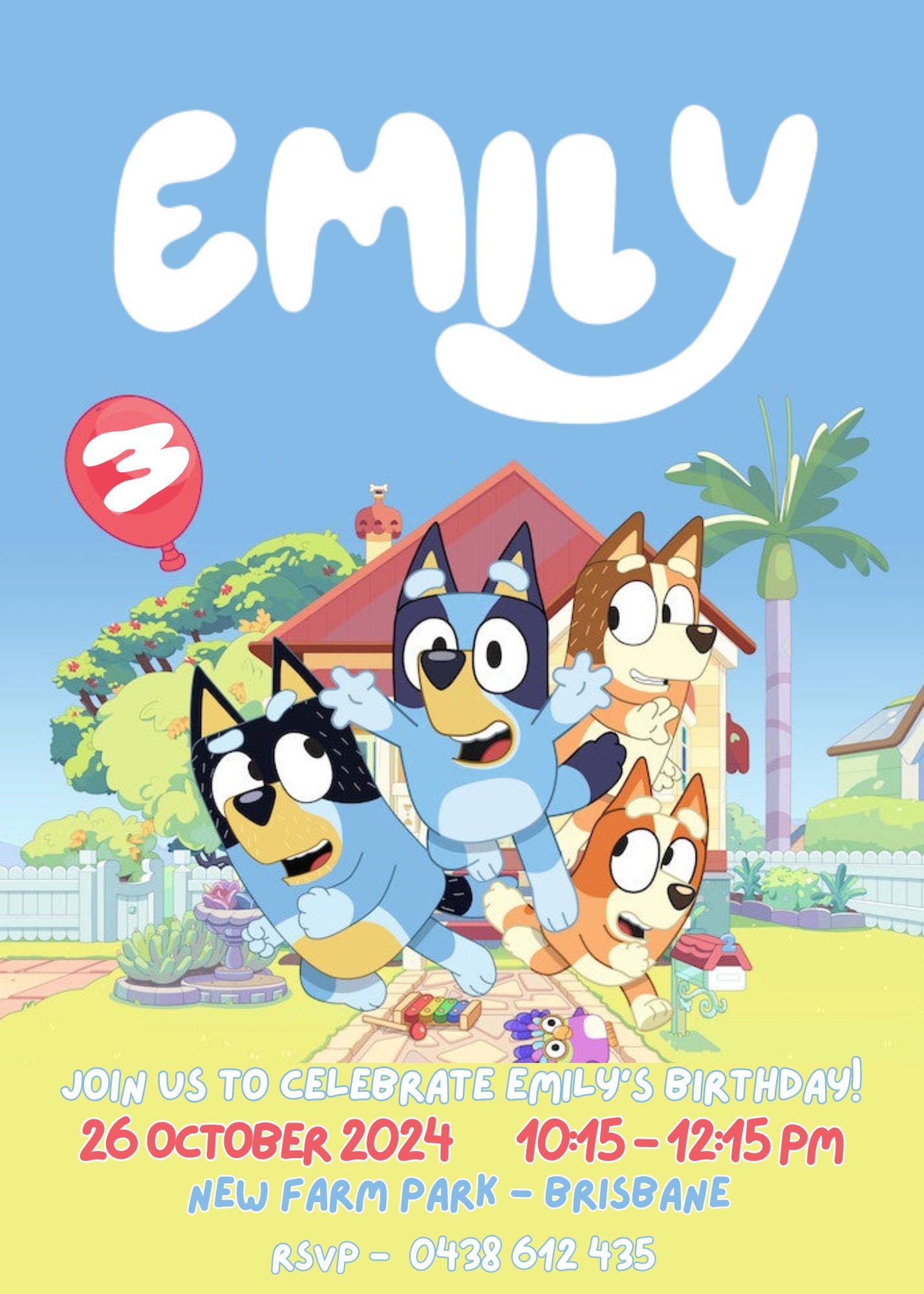 Custom Bluey Themed Digital Party Invitation - Etsy