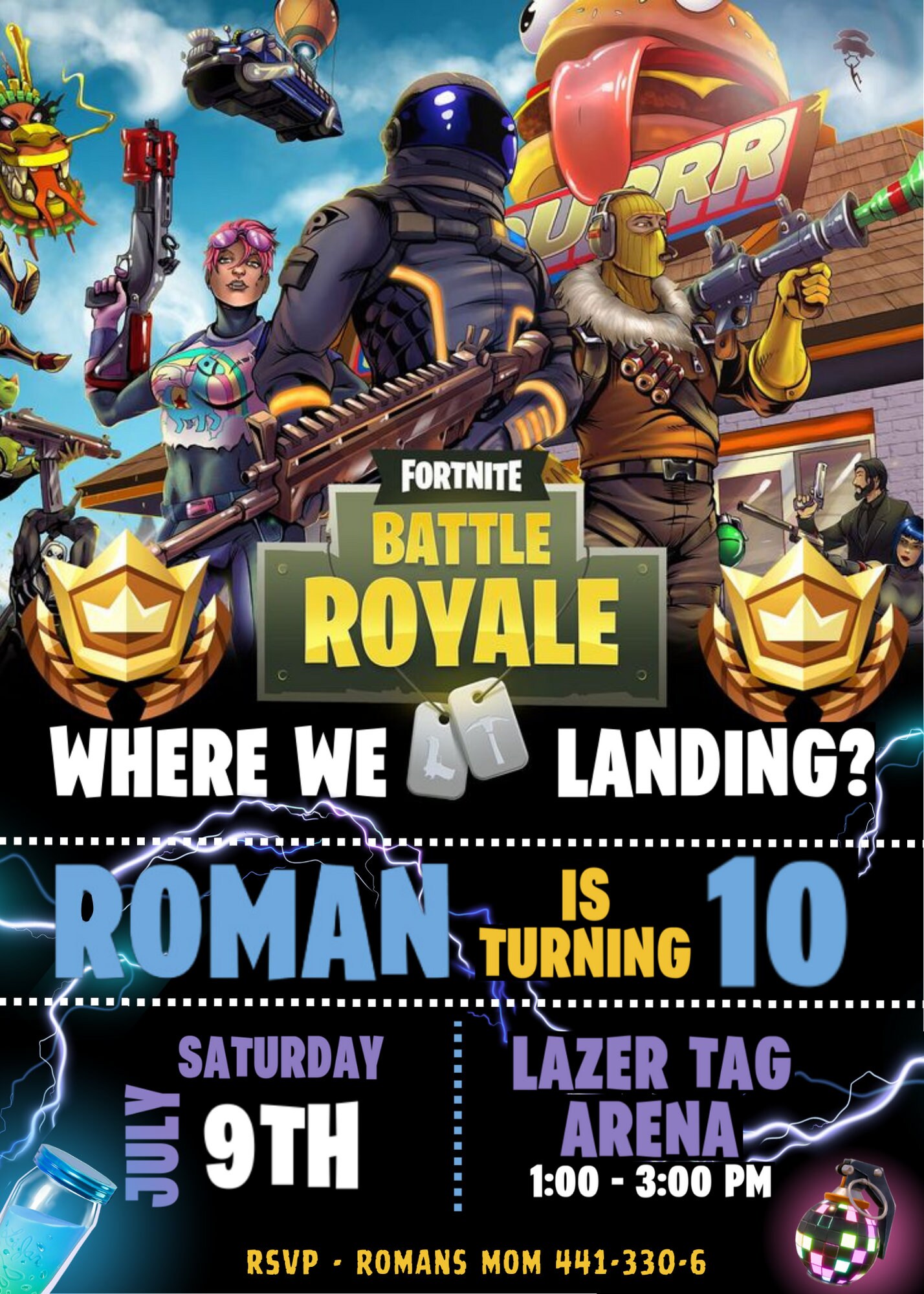 Custom Battle Royale Themed Digital Invitation - Etsy