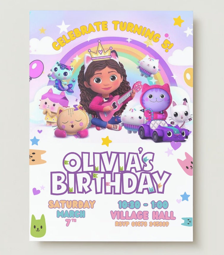 Custom Digital Gabby's Dollhouse Birthday Invitation, Digital Party ...