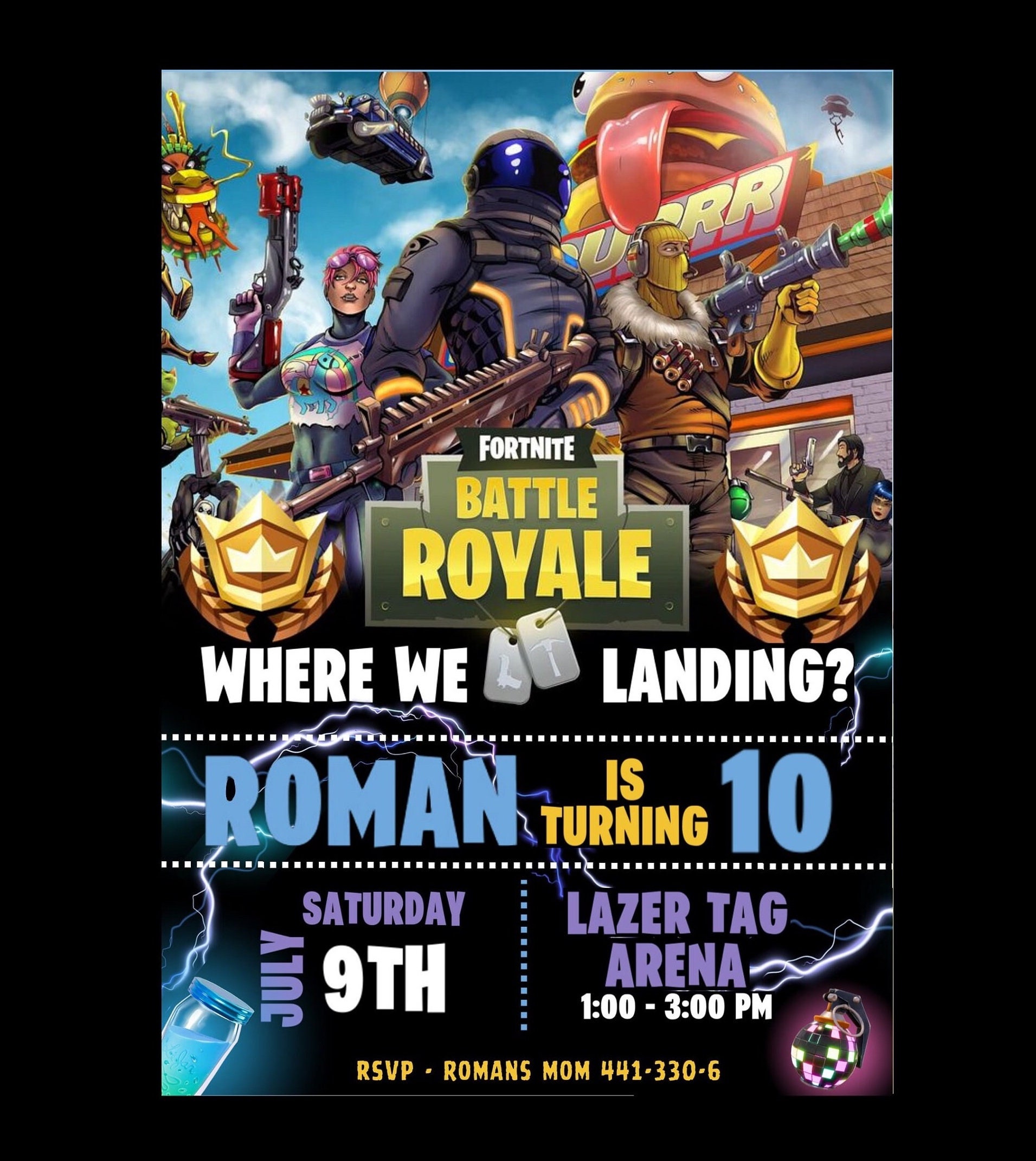 Custom Battle Royale Themed Digital Invitation - Etsy