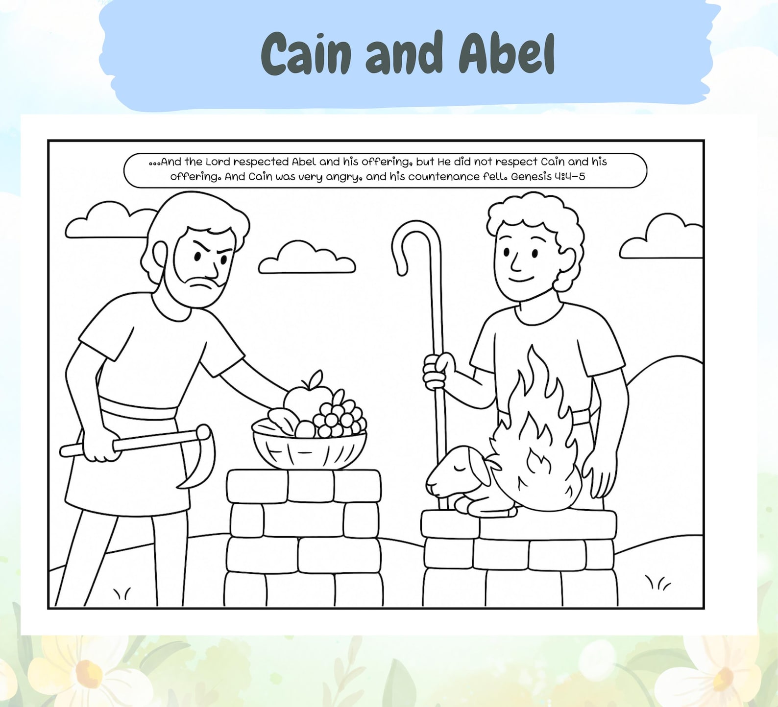 Cain and Abel Coloring Page | Bible Story Coloring Sheet | Christian ...