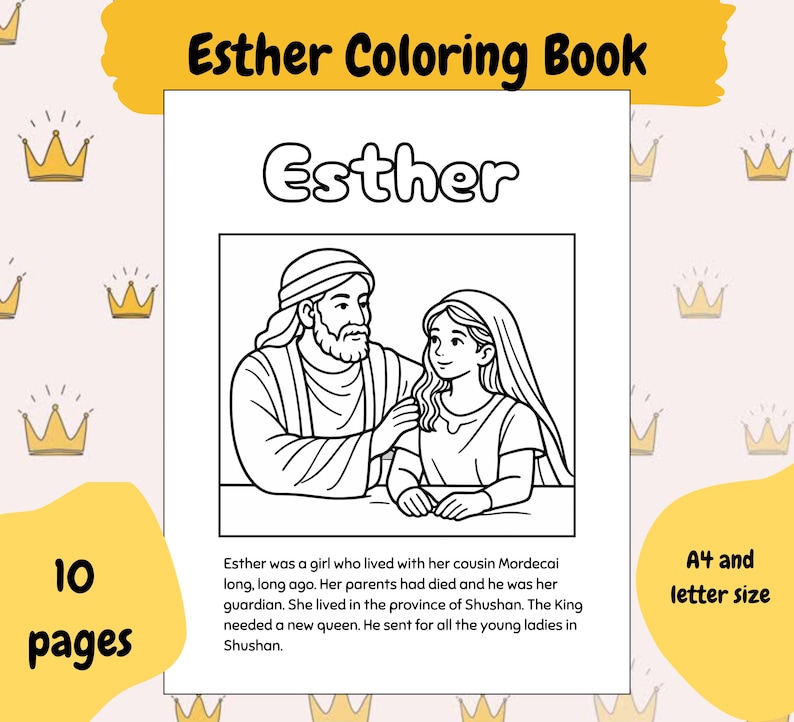 Queen Esther Coloring Page for Kids | Courage & Faith Bible Activity ...