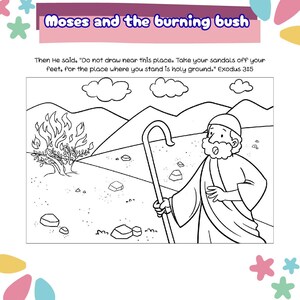 Moses and the Burning Bush Coloring Page: Sunday School Craft (digital ...