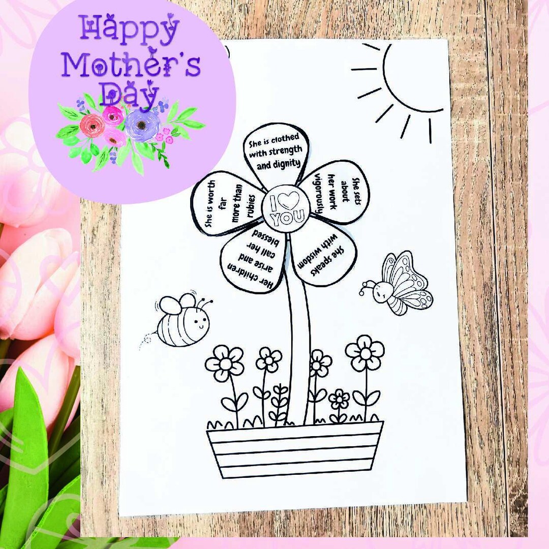 Printable Mother's Day Craft | Religious Coloring Sheet for Kids ...
