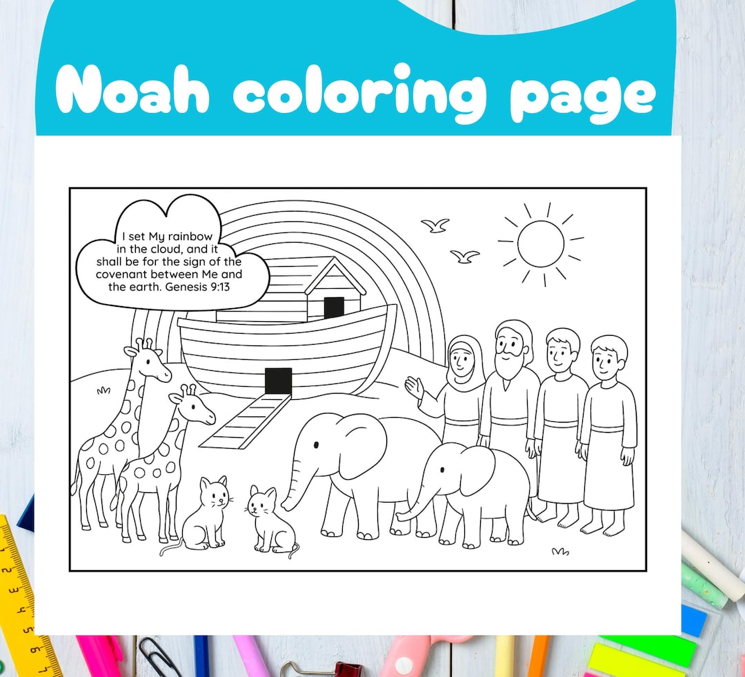 Noah’s Ark Coloring Page for Kids | Printable Bible Story Coloring ...