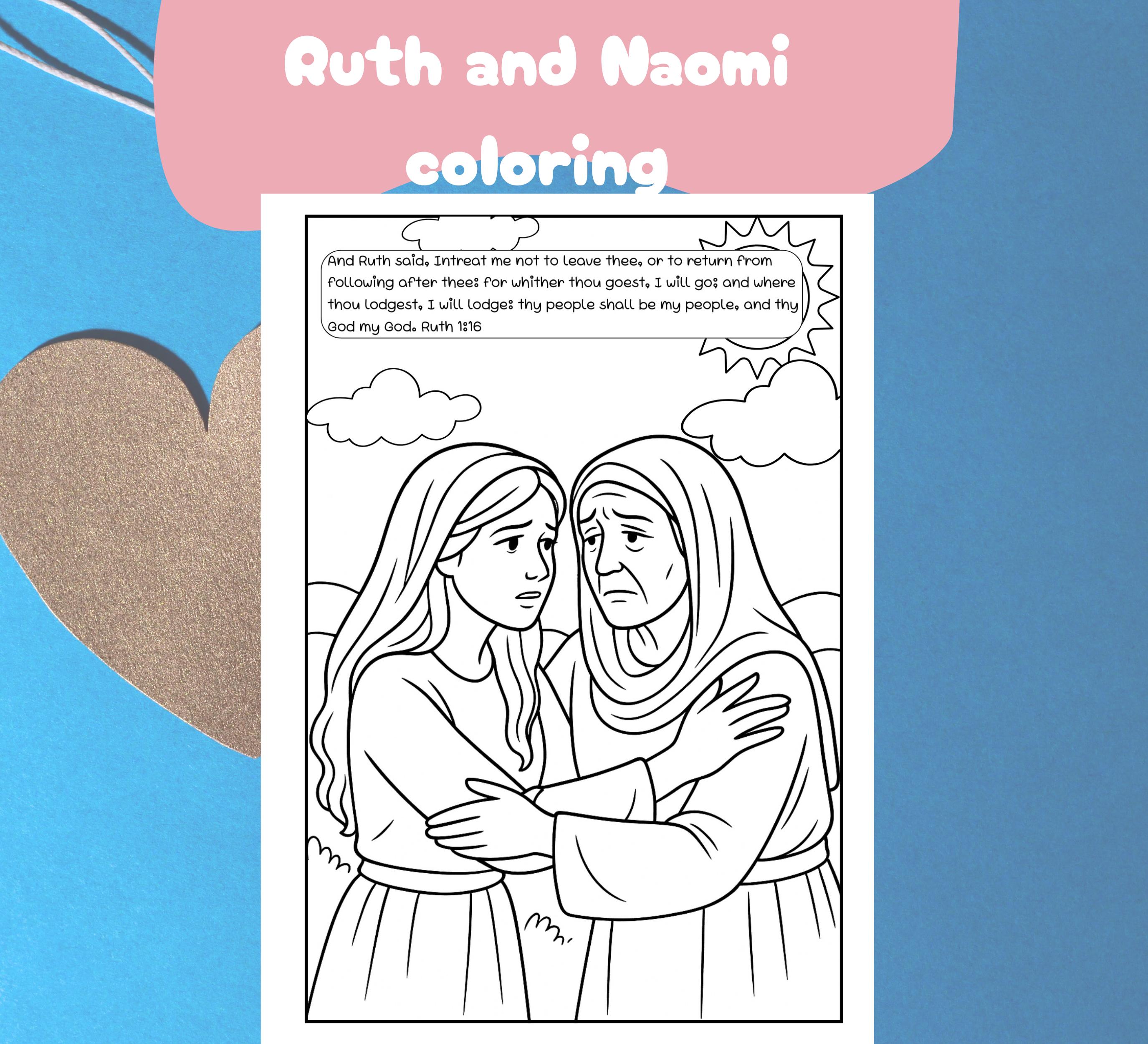 Ruth and Naomi Bible Coloring Page | Old Testament Activity Sheet ...