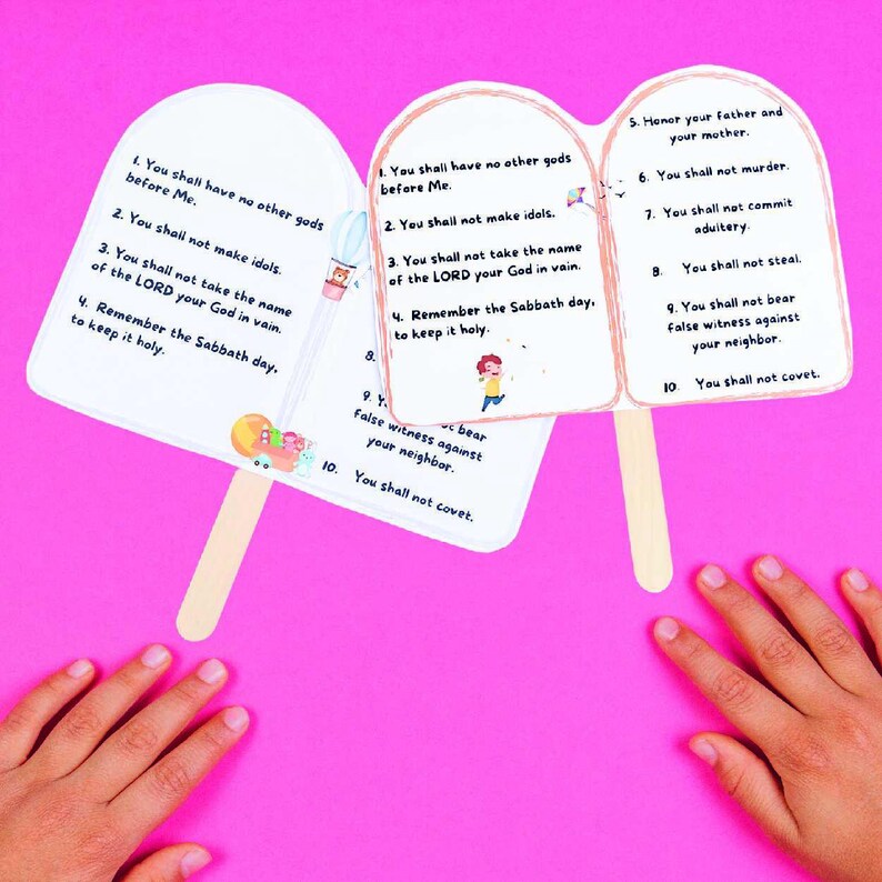 Printable Ten Commandments Fan Craft, Sunday School Bible Activity ...