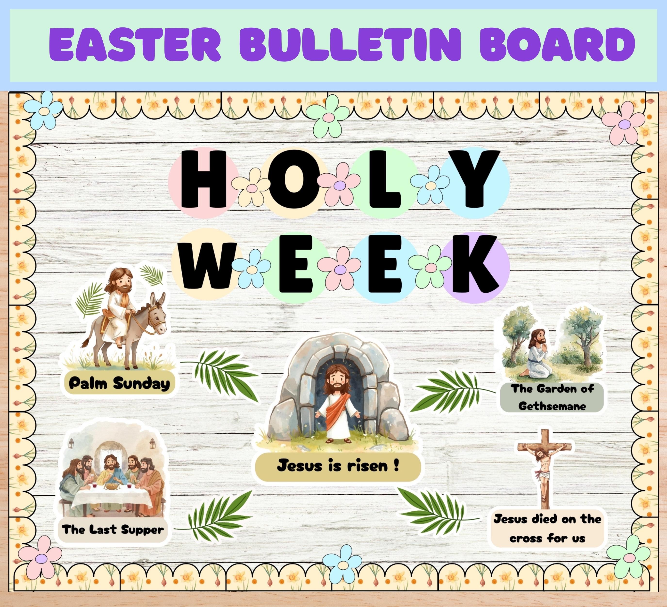 Holy Week Bulletin Board Kit | Easter Printable Bundle | Palm Sunday to ...
