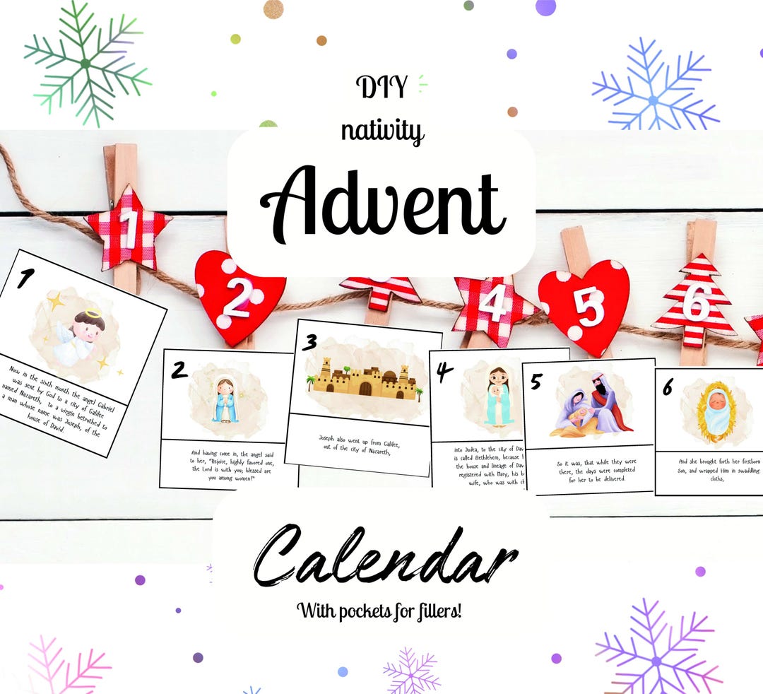 Nativity Advent Calendar, DIY Kids Advent Card, Christmas Countdown ...