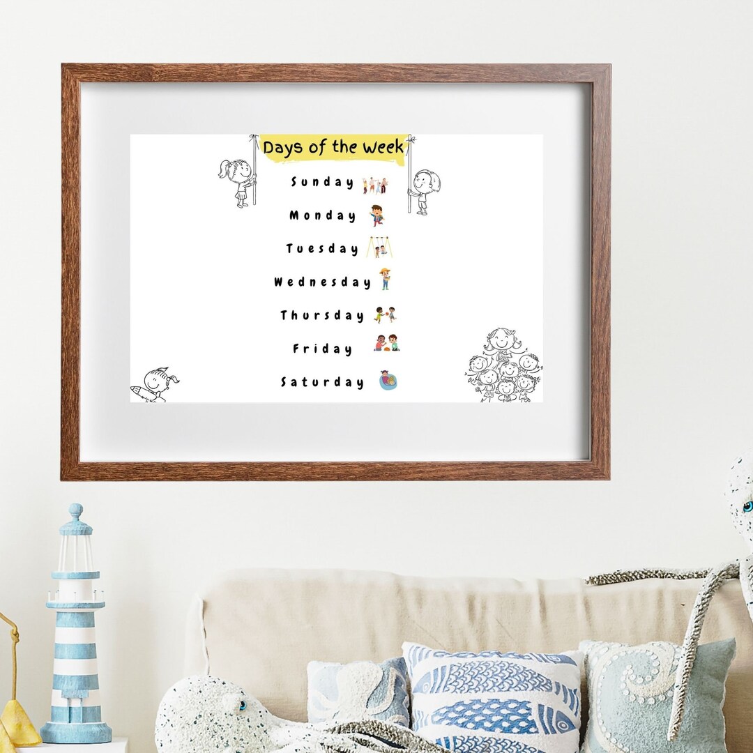 Days of the Week Playroom Wall Art Nursery Wall Art Kids Wall Art Learn ...