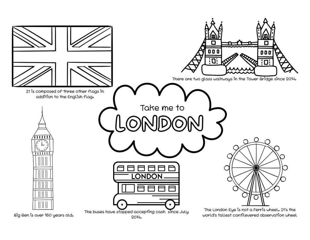 London Coloring Pages for Kids: Educational Travel Activity (PDF ...