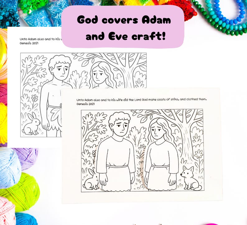 Adam and Eve Coloring Page | Garden of Eden Bible Story | Christian ...