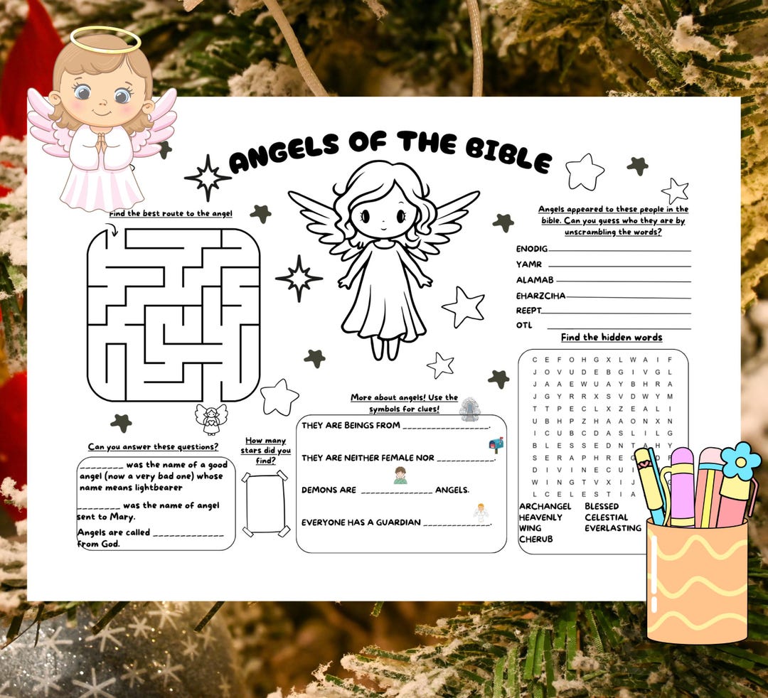 Angels Activity Mat for Kids | Advent Printable Game | Christian Maze ...