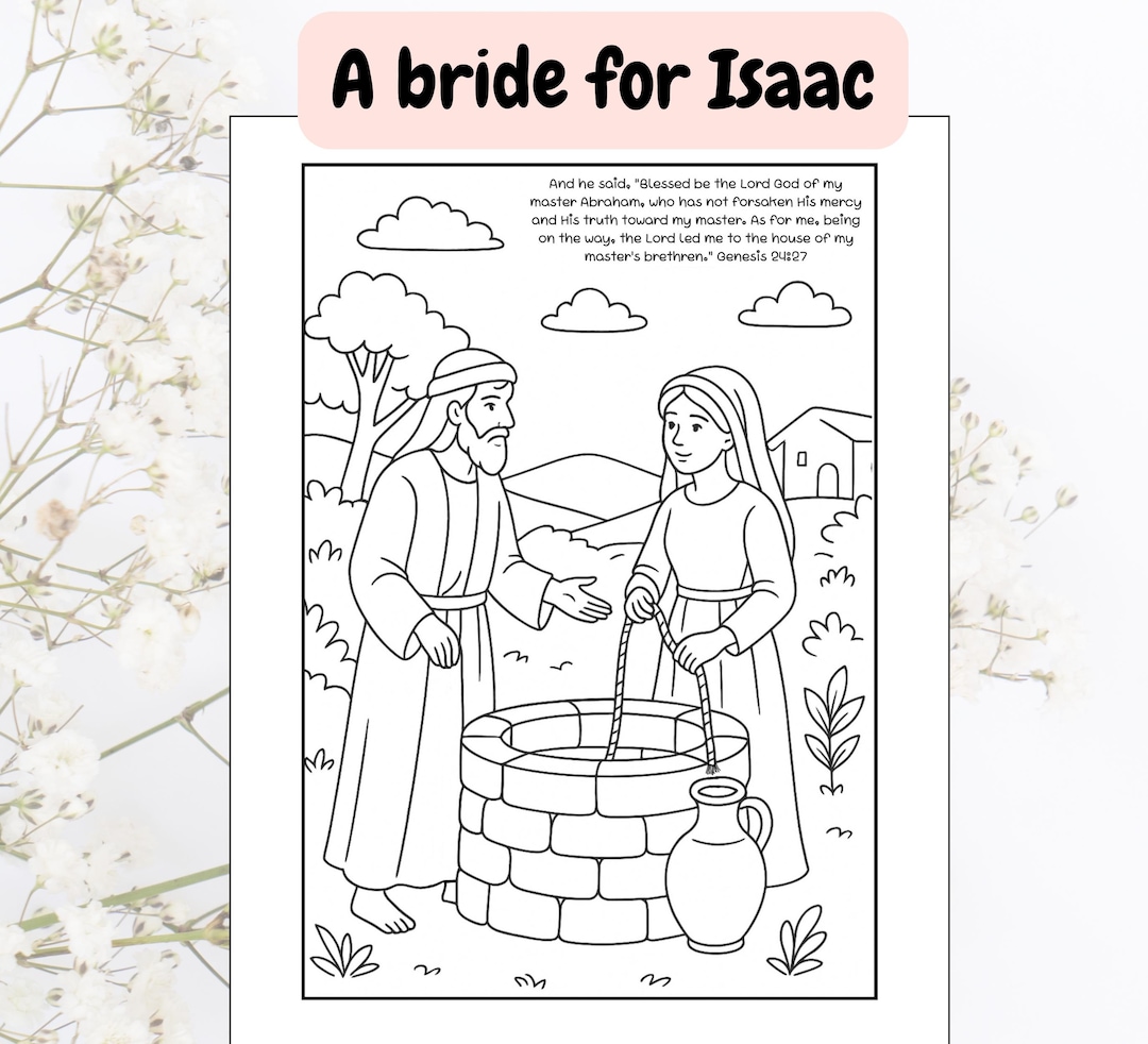 Isaac and Rebekah Coloring Page | Bible Story Printable | Old Testament ...