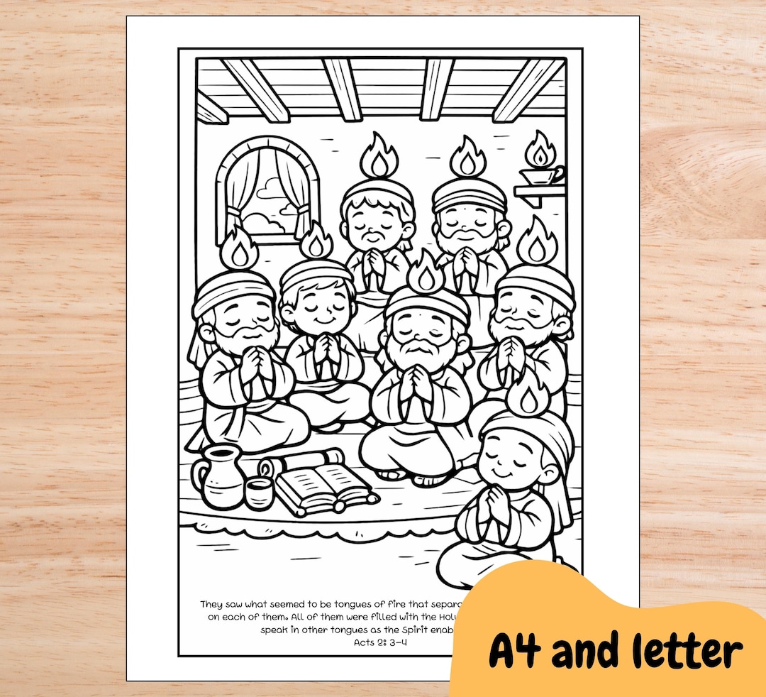 Bible Coloring Page for Sunday School | Pentecost Bible Story ...